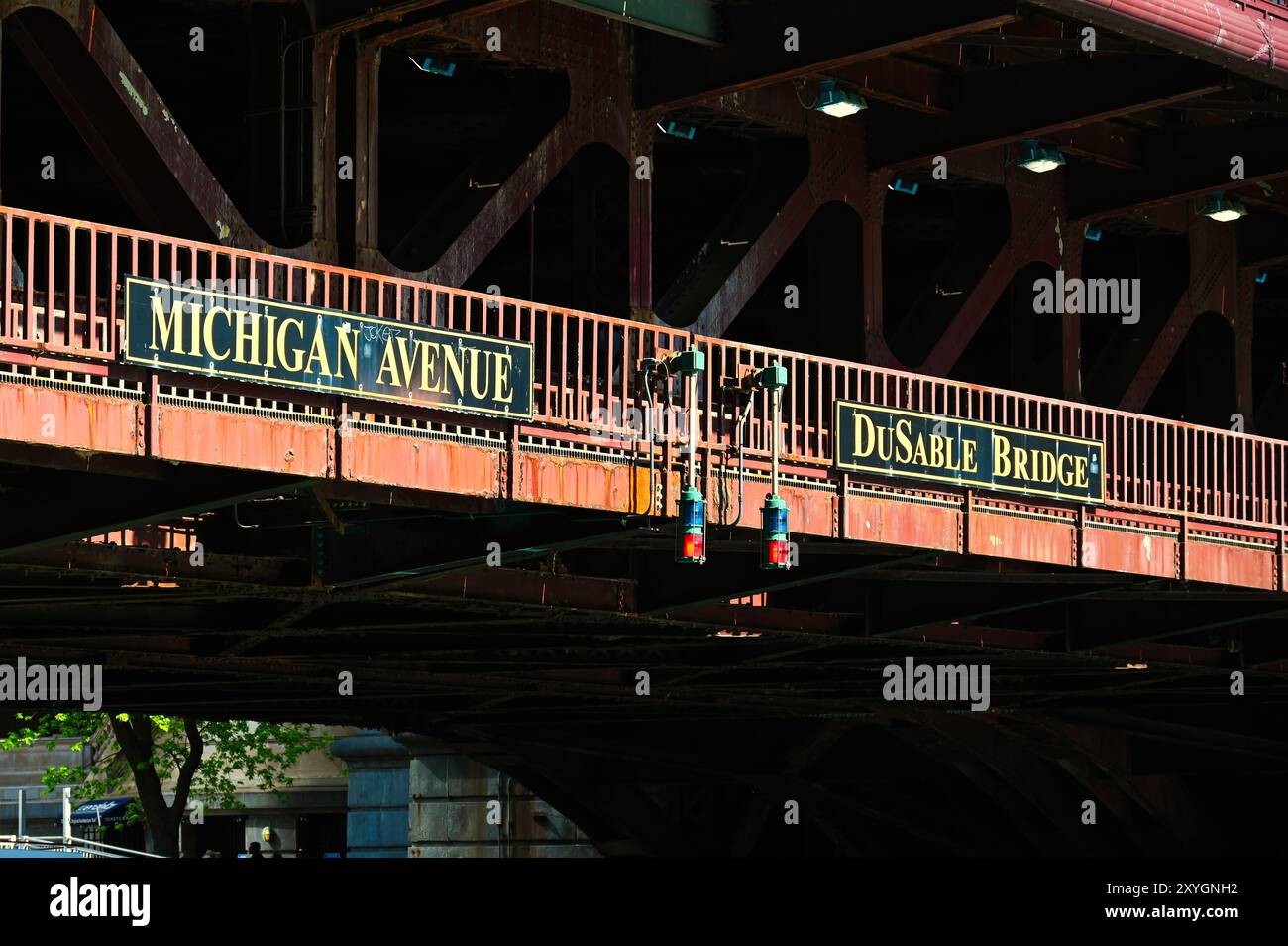 Street Name signs on the bridges over the Chicago River Stock Photo - Alamy