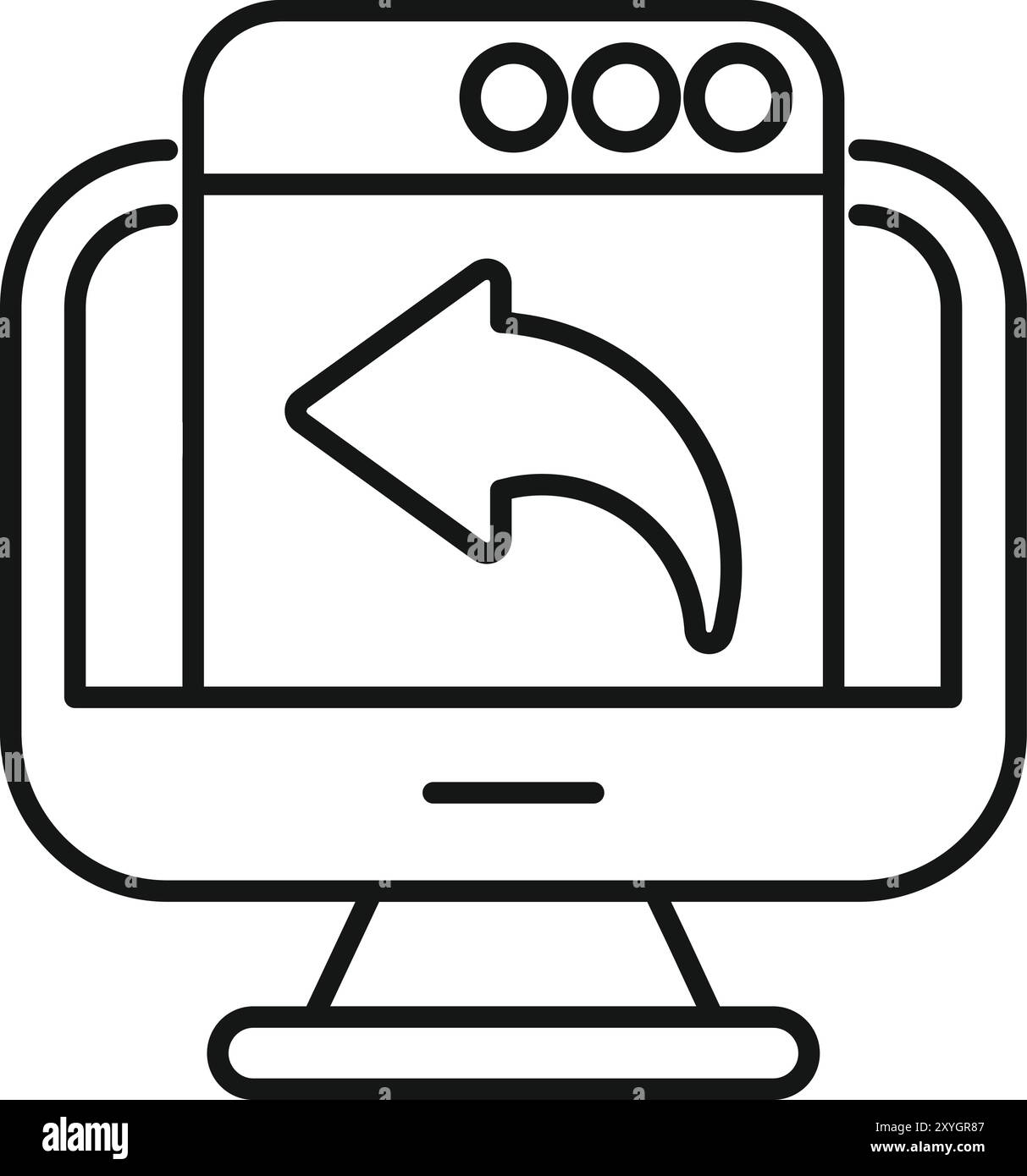 This minimalist vector illustration features a computer monitor ...