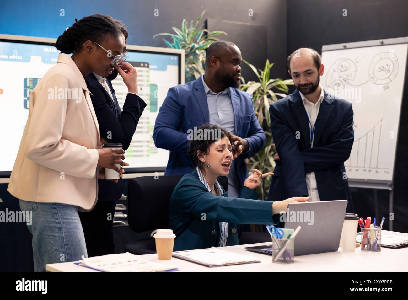 Frustrated irritated project manager feeling mad about the staff work ...