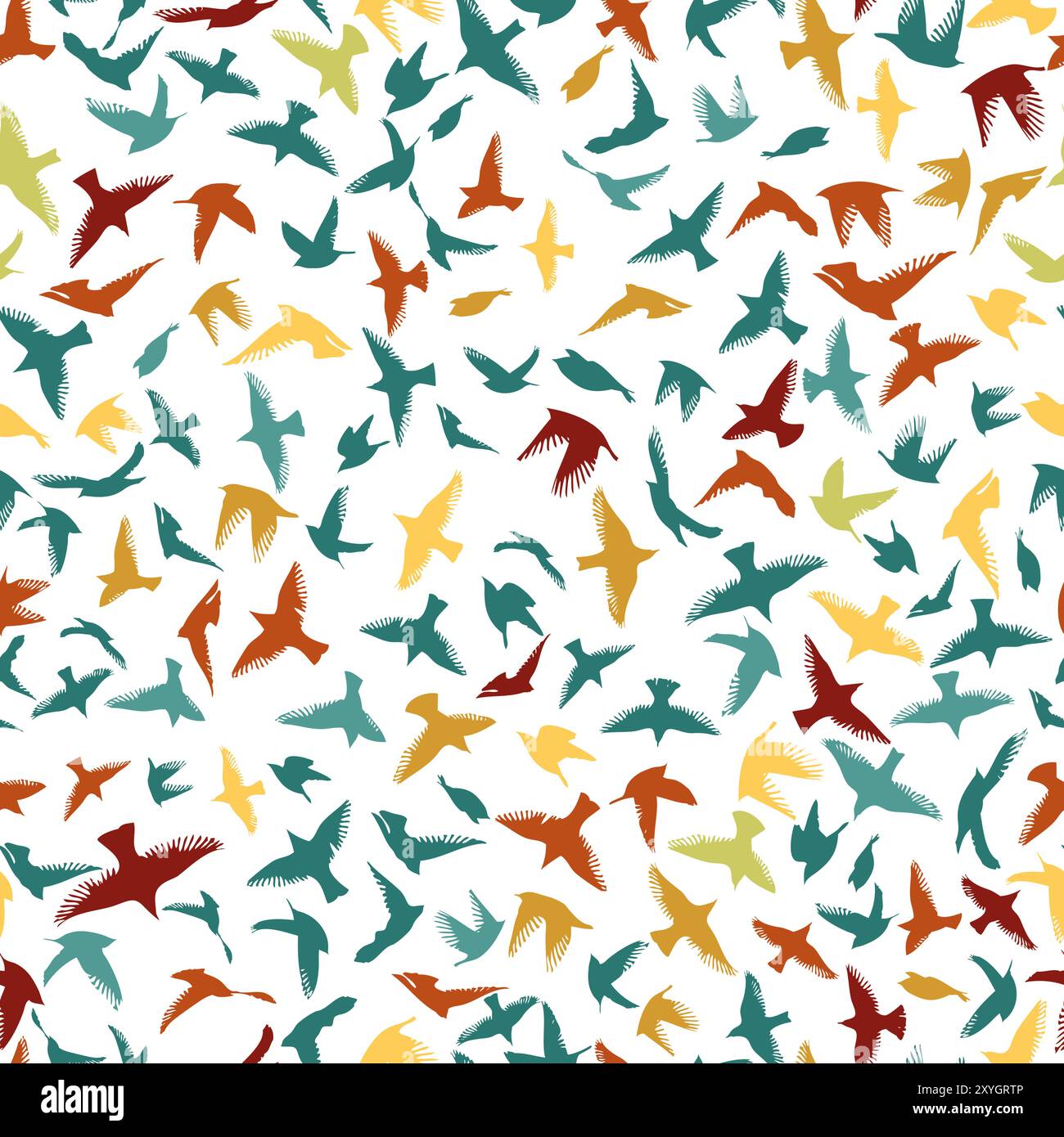 Seamless background colored birds. hand drawing. Not AI. Vector ...