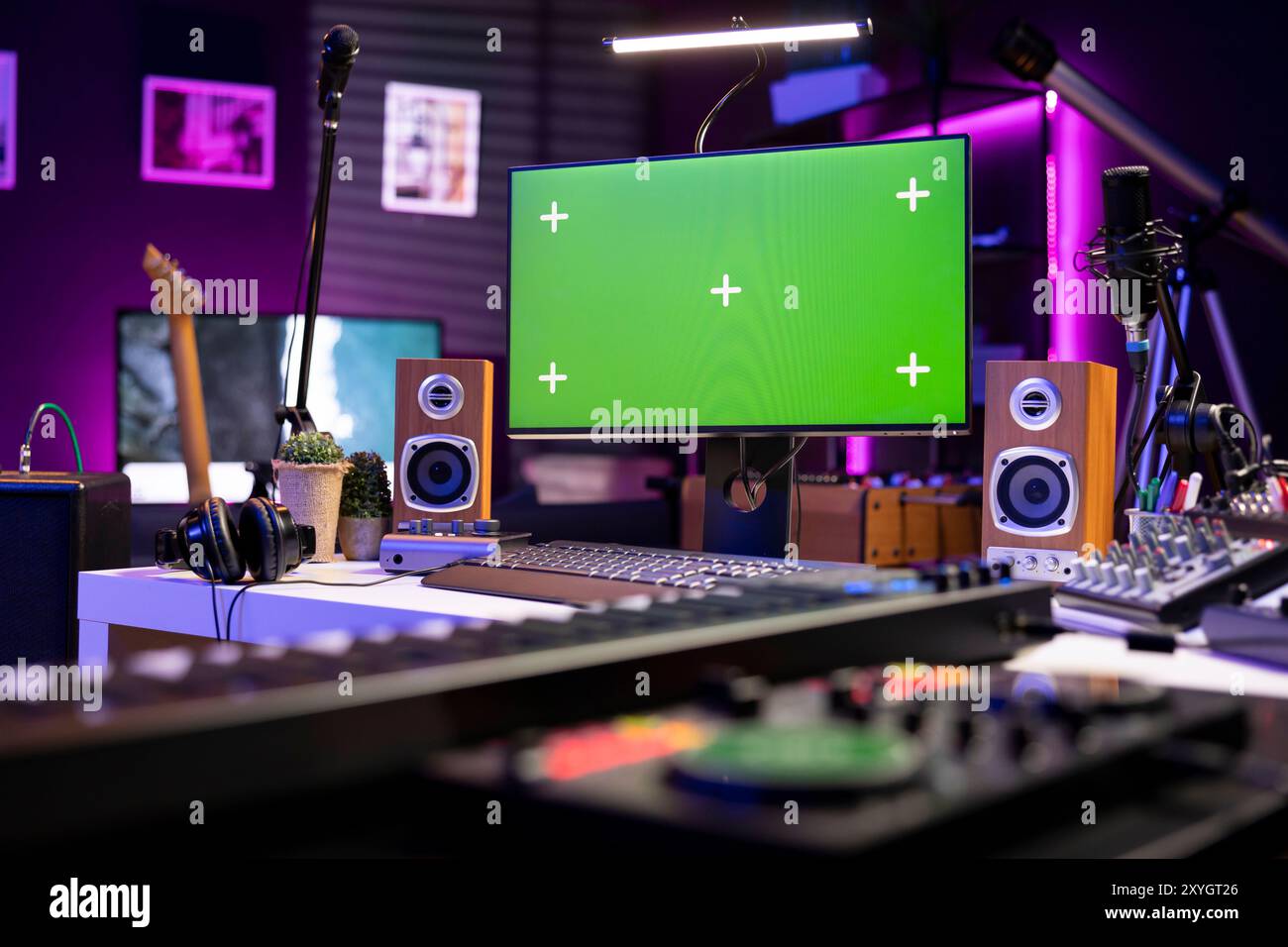 Empty space used for editing and recording music with electronic gear ...