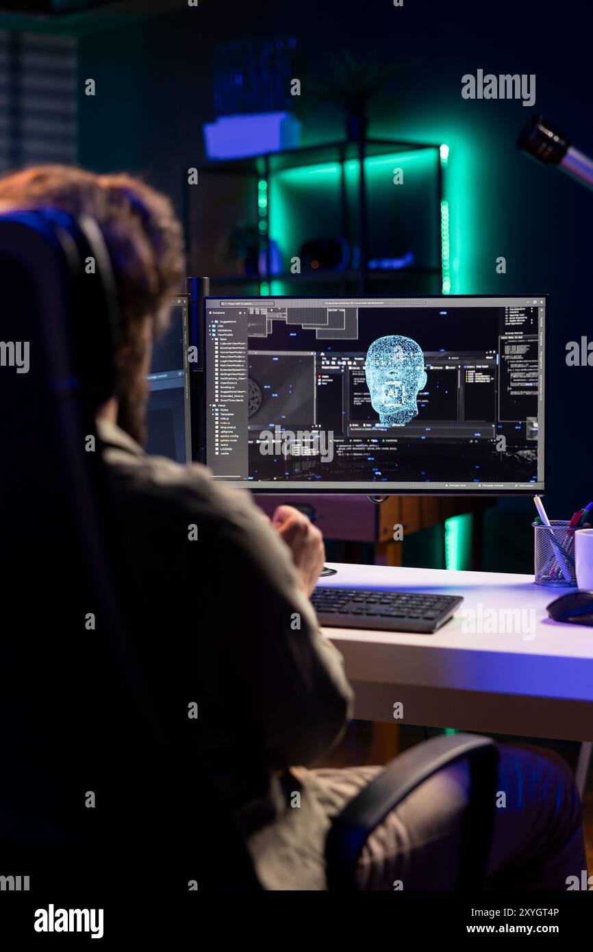 Programmer Updating Artificial Intelligence Neural Networks Writing