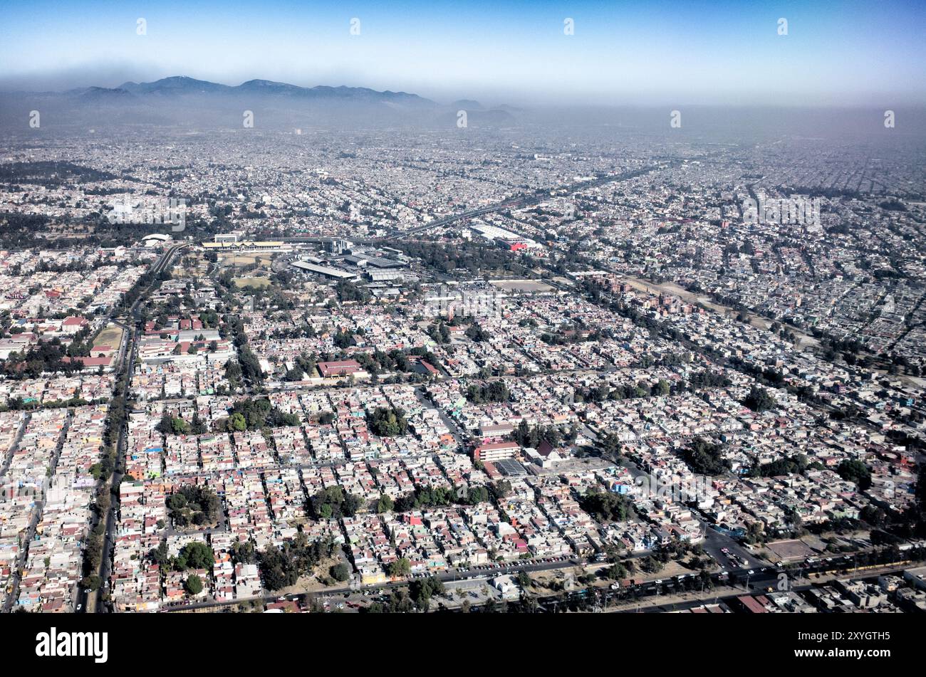 Mexico City Aerial View Urban Sprawl Mexico // MEXICO CITY, Mexico — An aerial view of Mexico ...