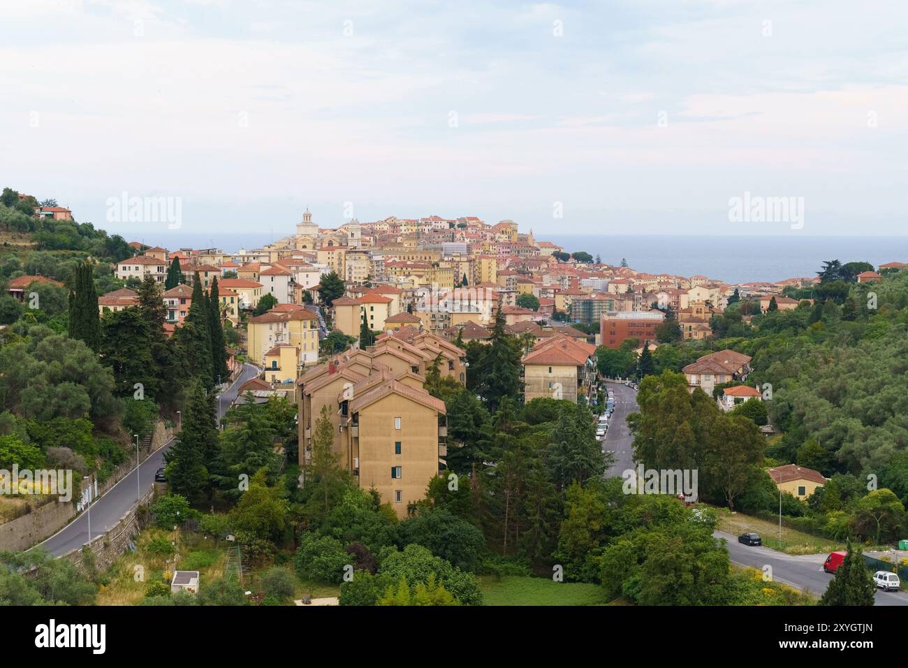 A panoramic view of a charming Italian town situated on a hillside ...