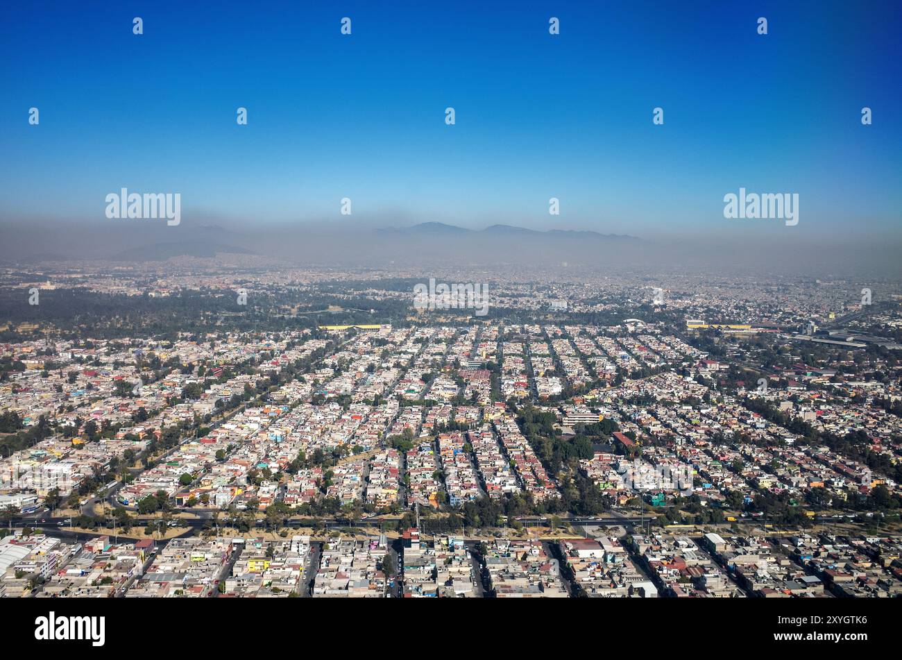 MEXICO CITY, Mexico — An aerial view of Mexico City sprawling across the dry lakebed of the ...