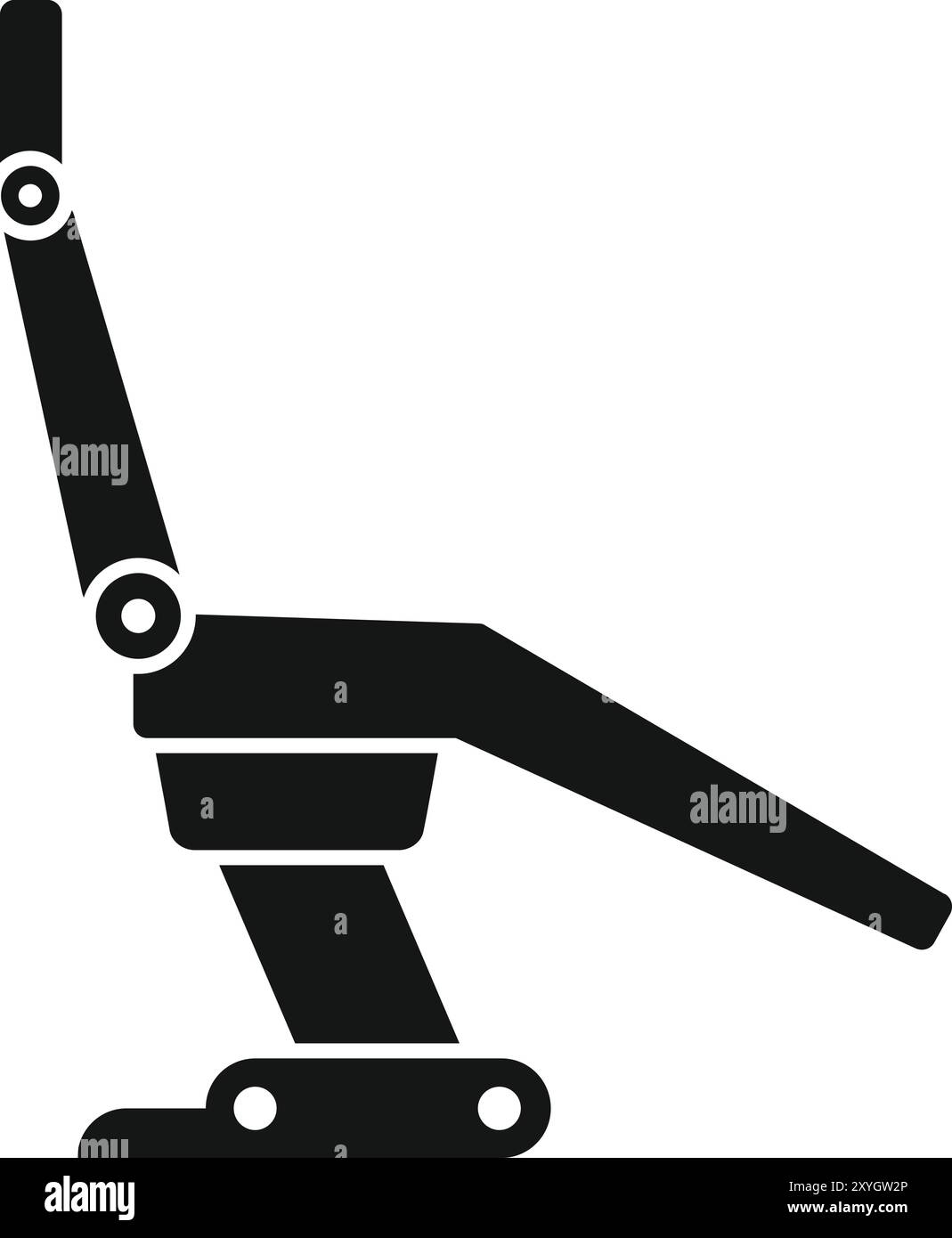 Simple icon of a black adjustable hydraulic chair with levers and ...