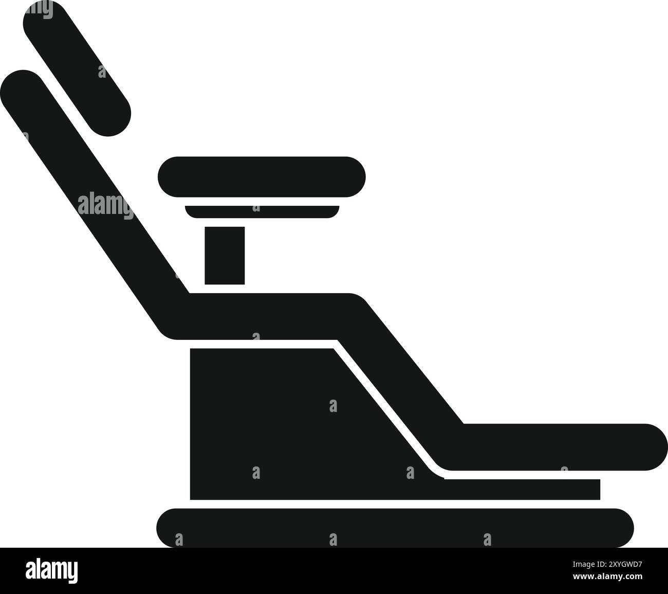 Black silhouette of a modern dentist chair reclining for patient ...