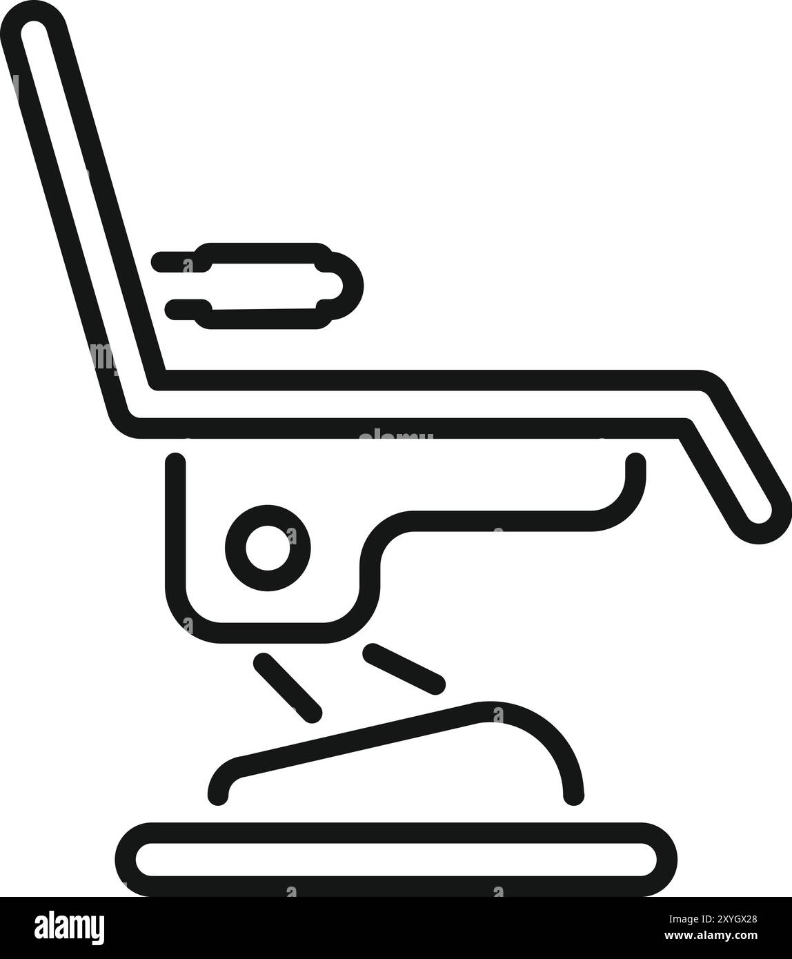 Simple line icon of an electric massage table raising its leg rest ...