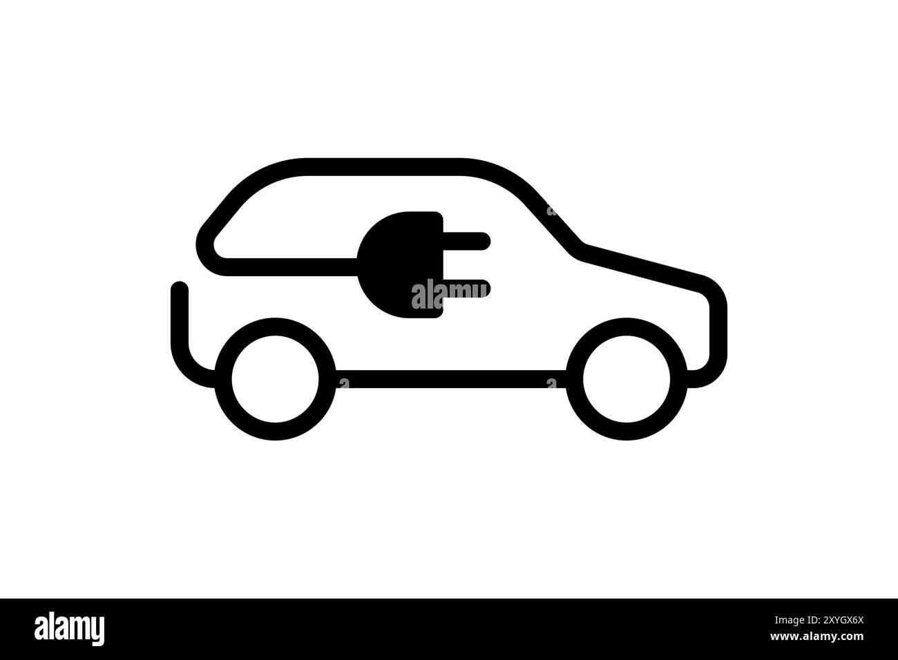 Electric car icon. Green electrical automobile charging plug black ...