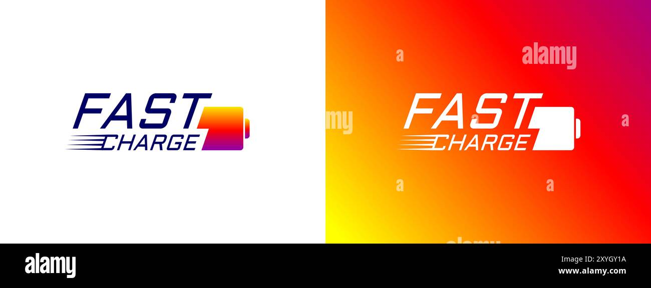 Fast electric battery charging logo. Quick electrical power charger ...