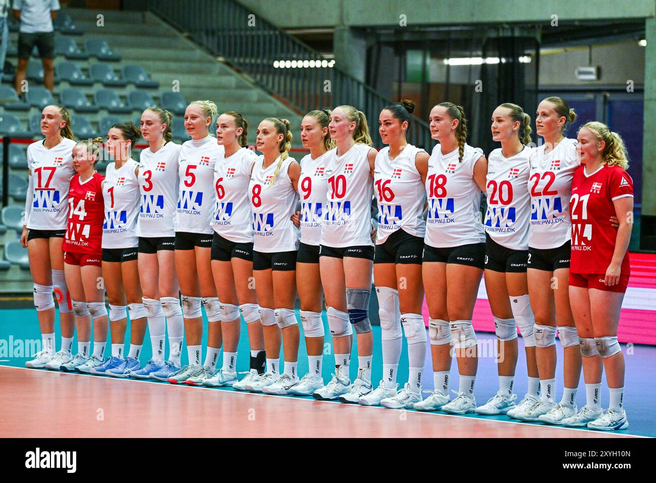 Kortrijk, Belgium. 28th Aug, 2024. Line-up team Denmark pictured before ...