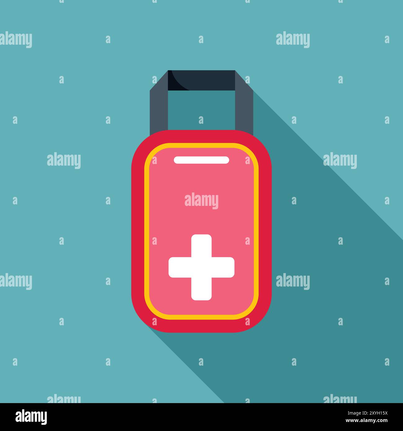 Closed first aid kit with a white cross on a red background lying on ...