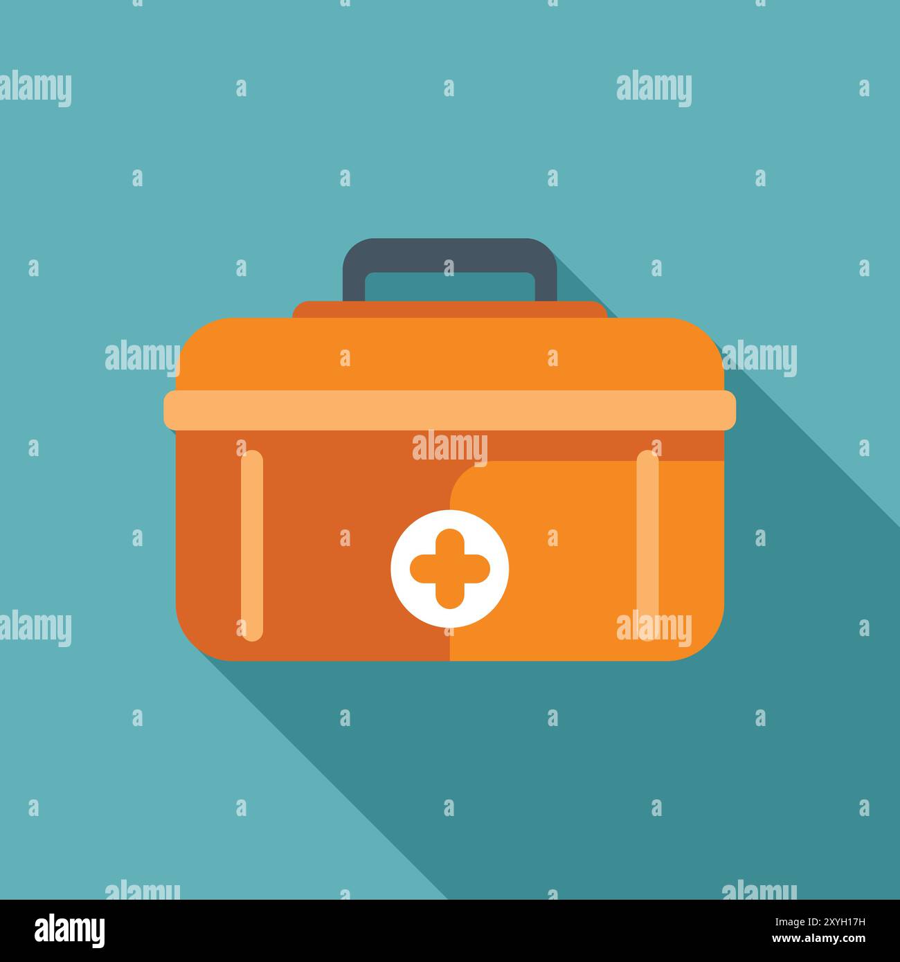 Minimalist vector illustration of an orange first aid kit casting a ...