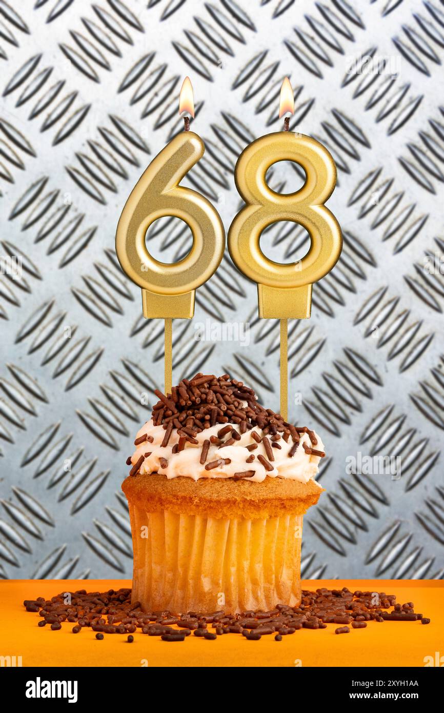 Birthday candle number 68 - Industrial metallic background Stock Photo ...