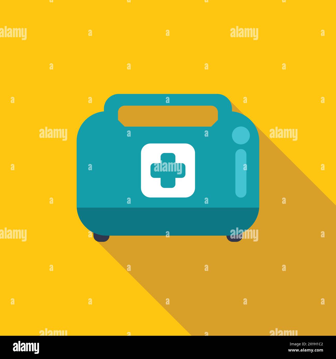 First aid kit closed lying on yellow background with long shadow Stock ...