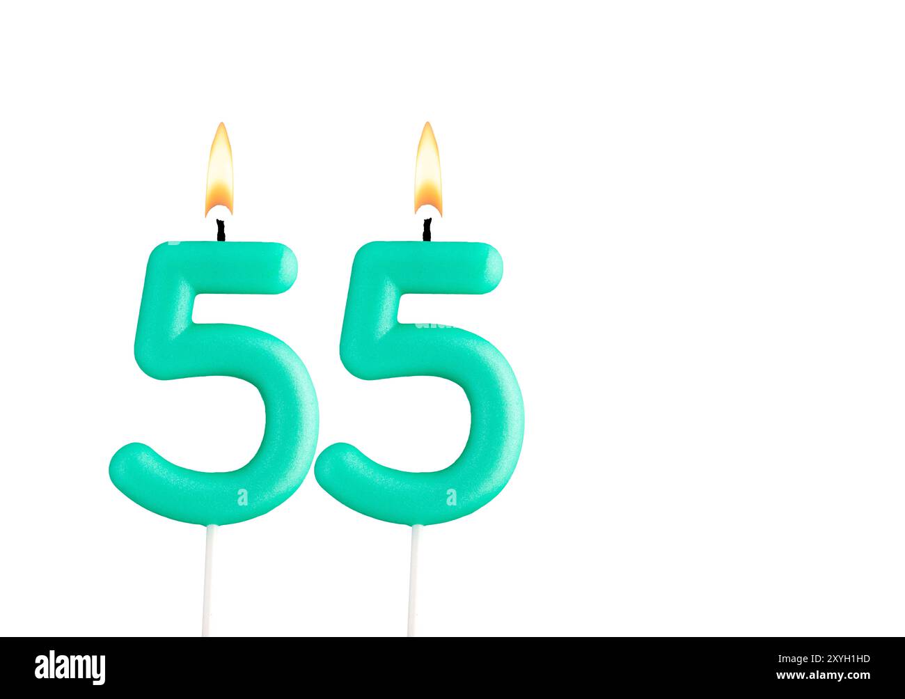 Green birthday candle on white background - Candle number 55 Stock ...