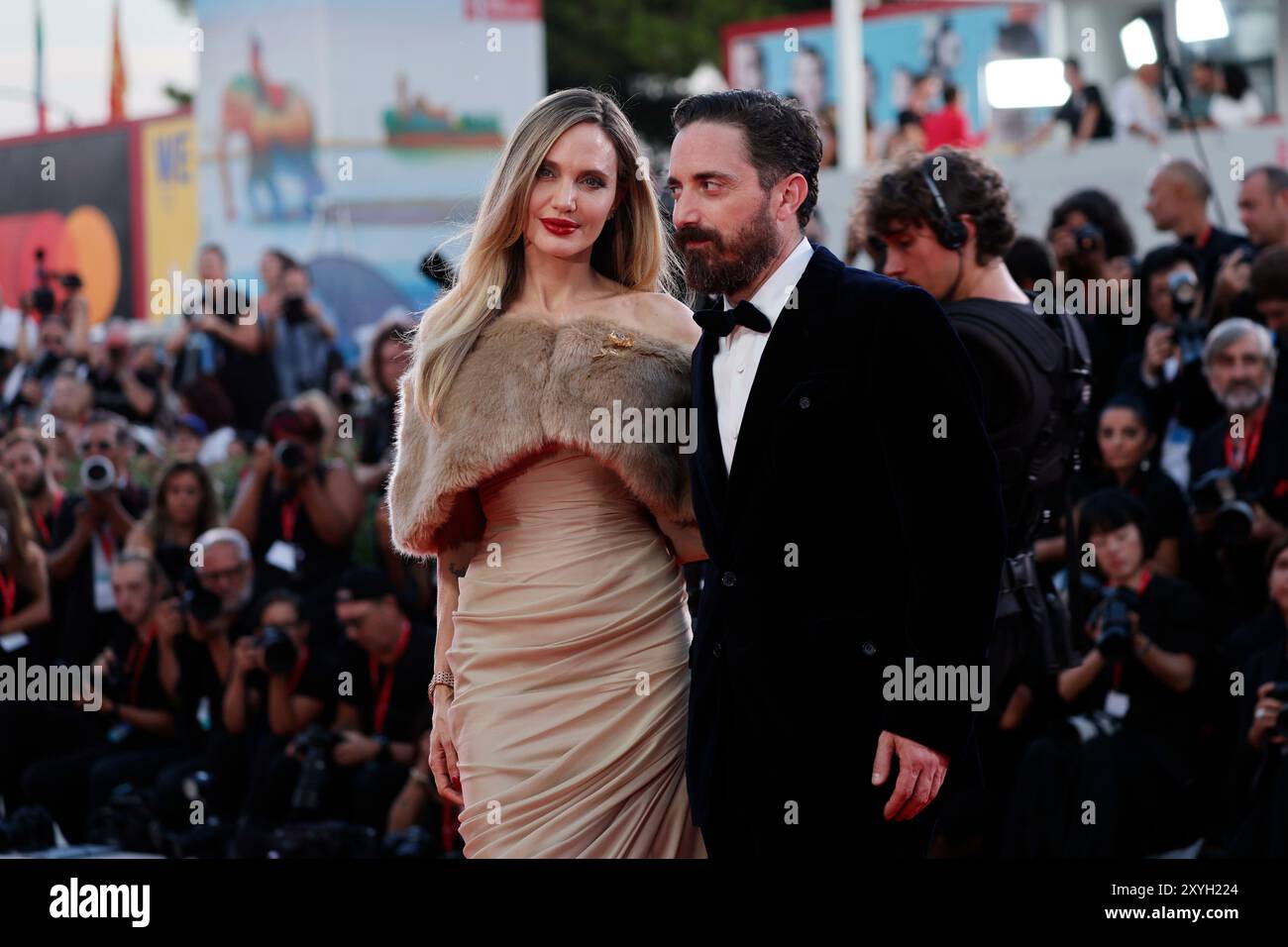 Angelina Jolie and Pablo Larrain attend the premiere of 'Maria' during ...