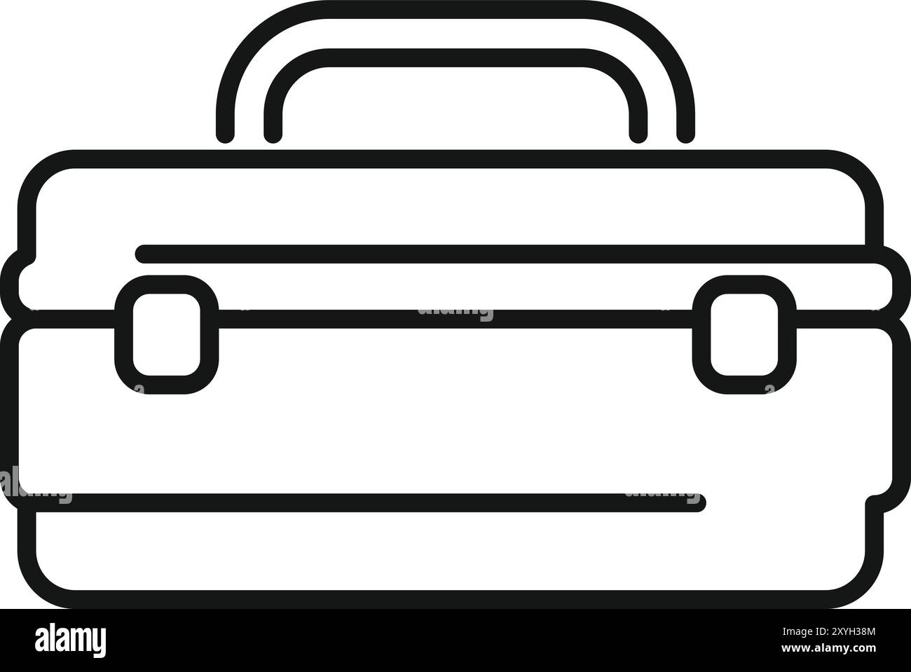 Minimalist vector illustration of a classic empty toolbox with a handle ...