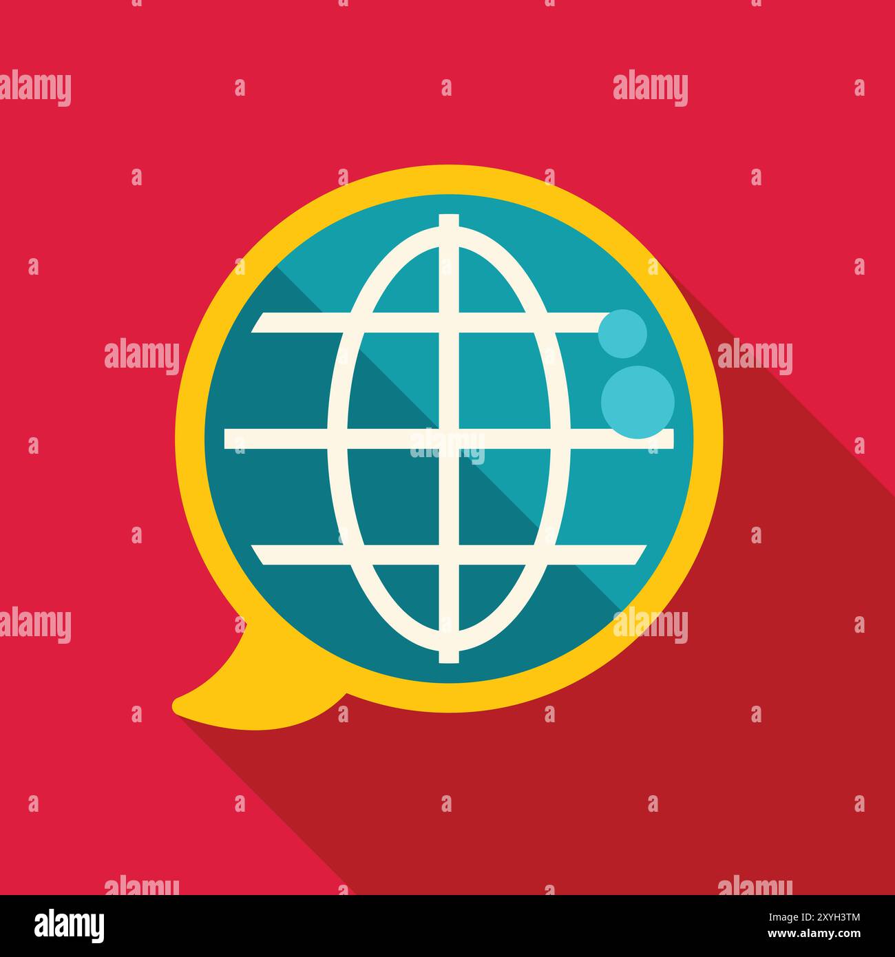 Global communication speech bubble icon with a world map is ...