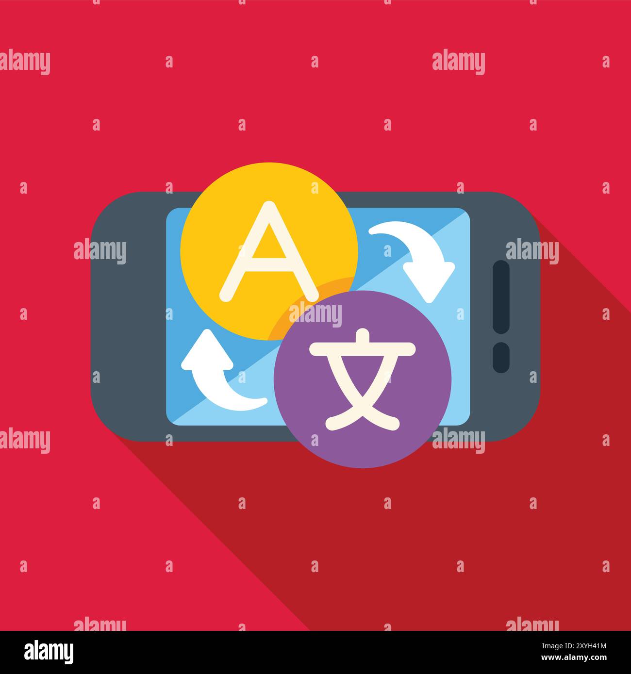 Smartphone displaying a language translation app converting english to ...