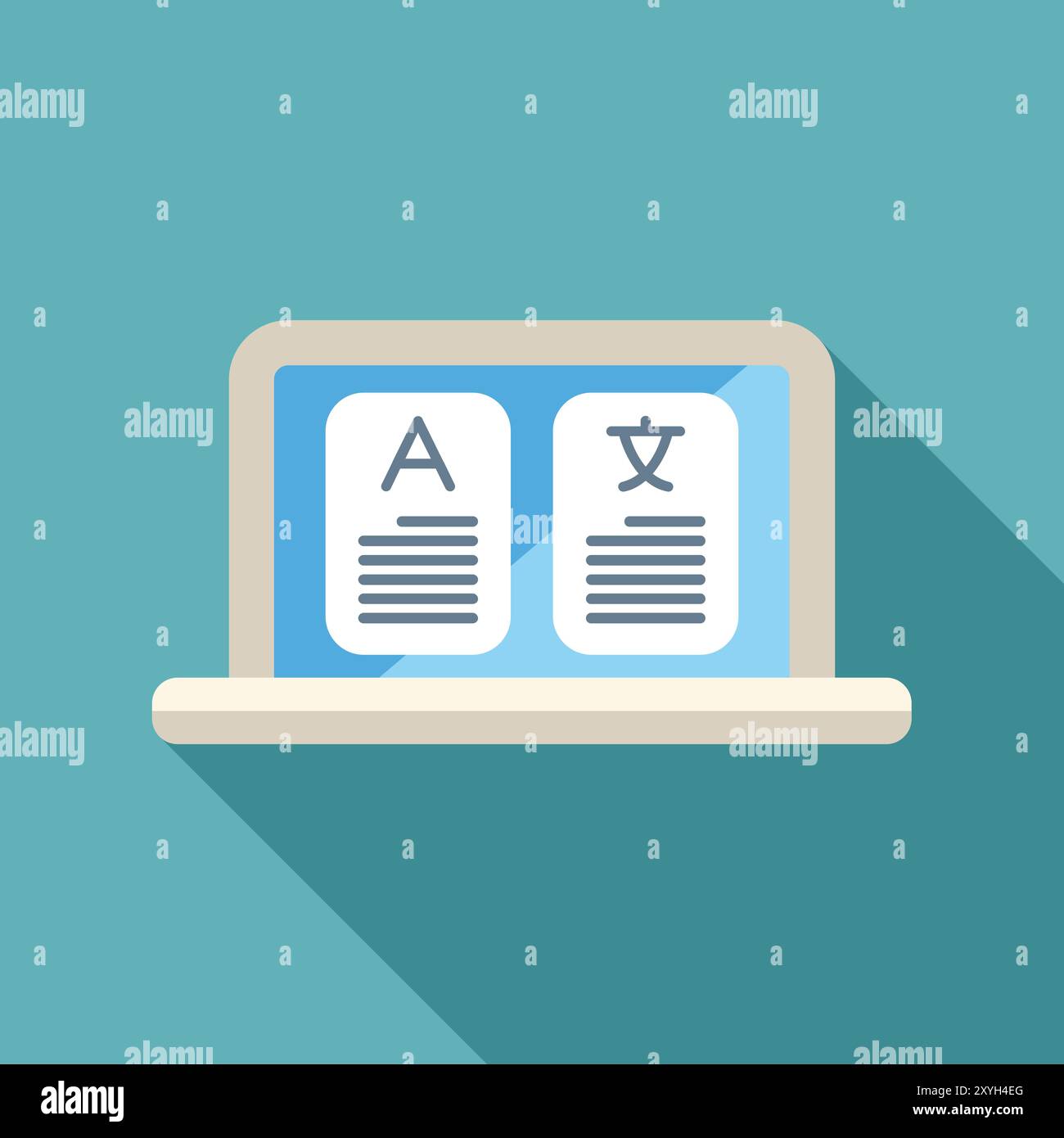 Laptop displaying translation software, symbolizing the concept of ...