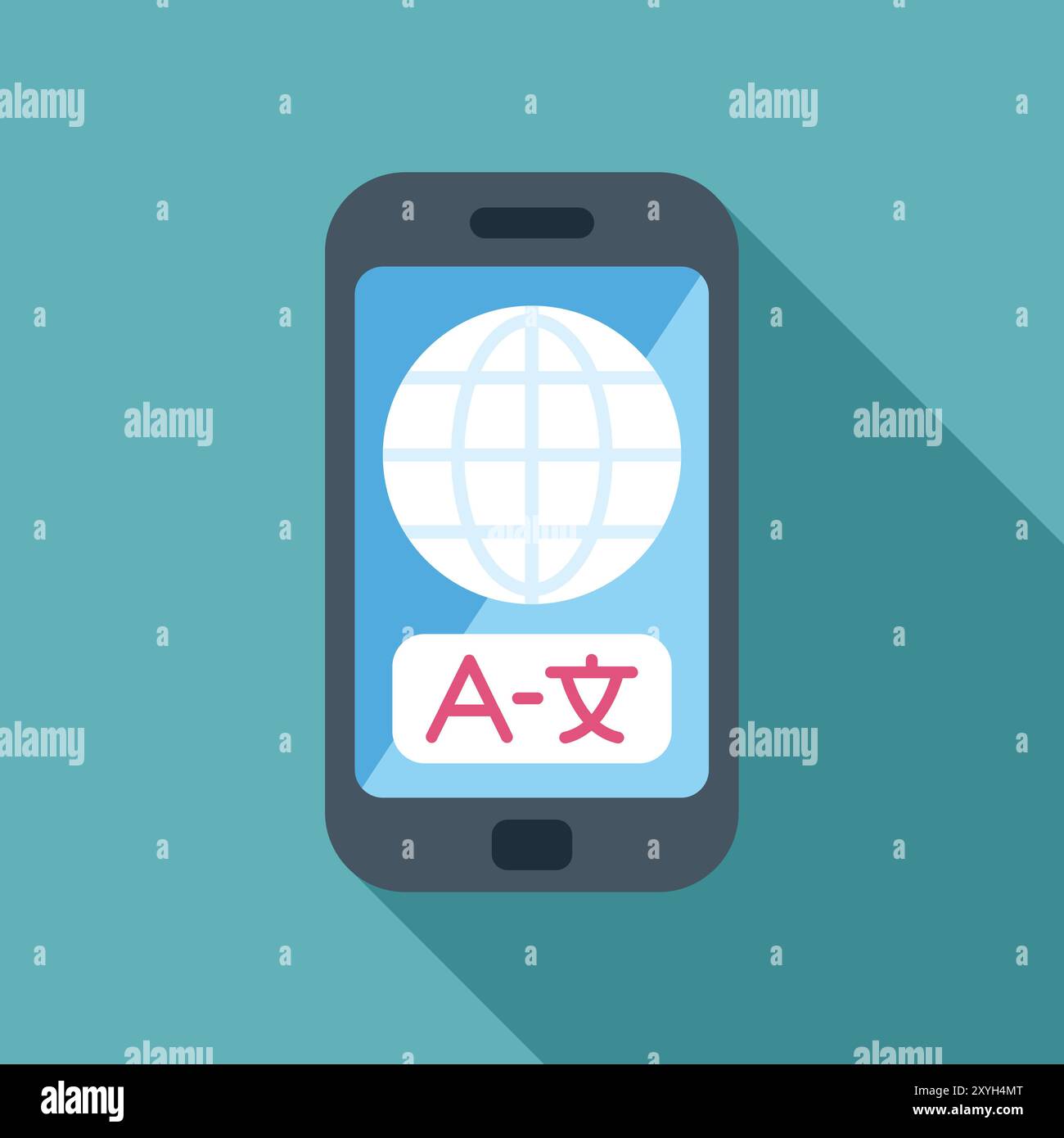 Smartphone displaying language translation app with globe icon ...
