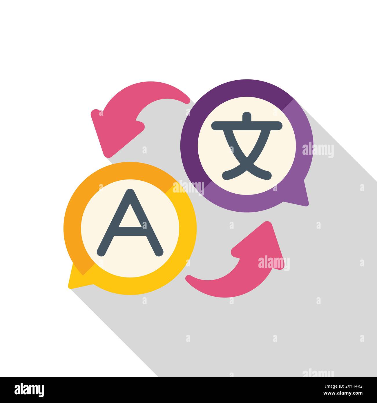 Colorful icon representing language translation with speech bubbles ...