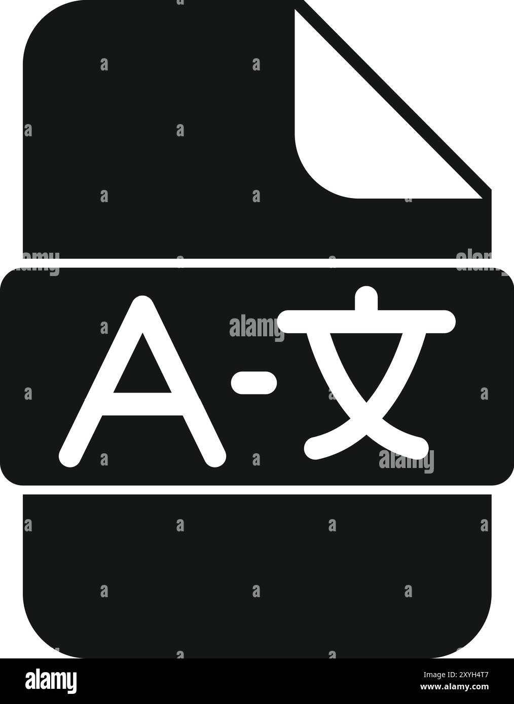 Black glyph icon for a language file showing different alphabet letters ...