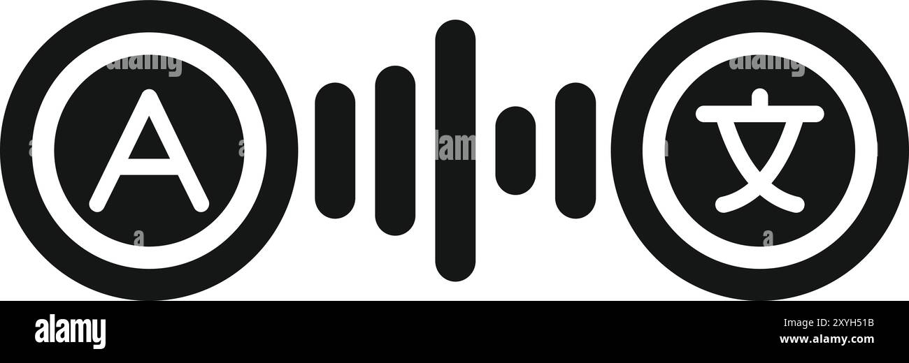 Black and white icon of an audio language translator converting text to ...
