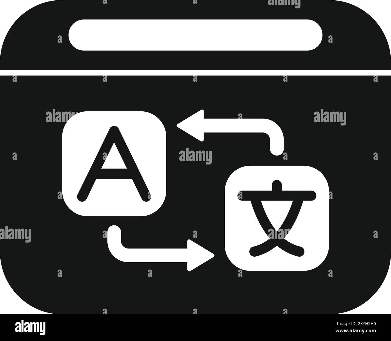 Black and white icon of a language translator application translating ...