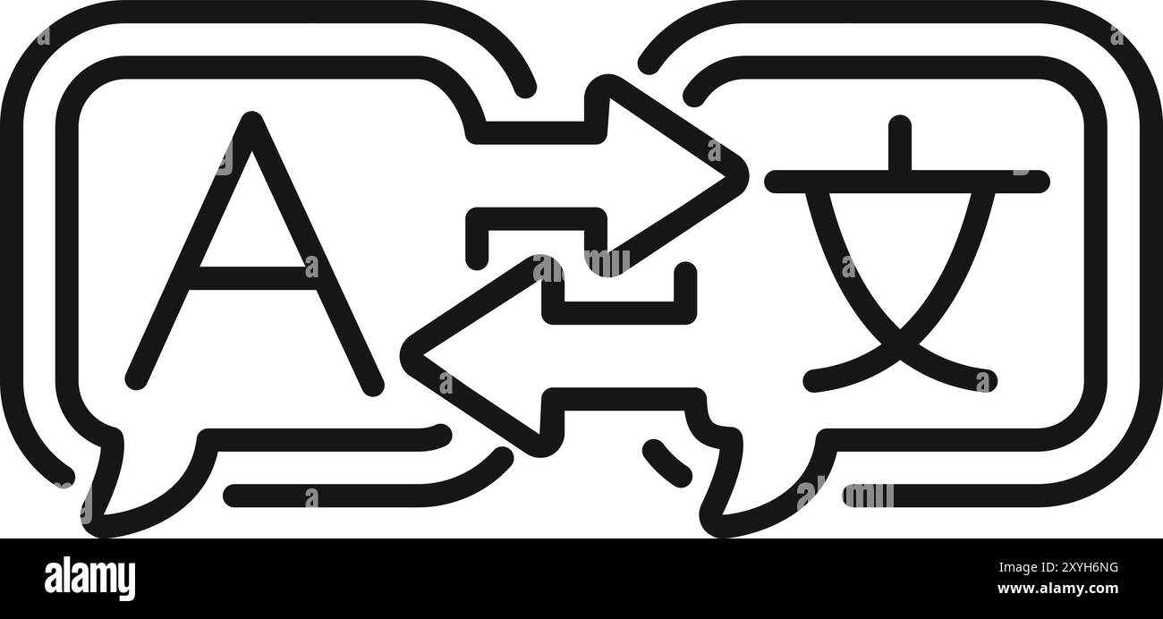 This vector illustration features speech bubbles with arrows ...