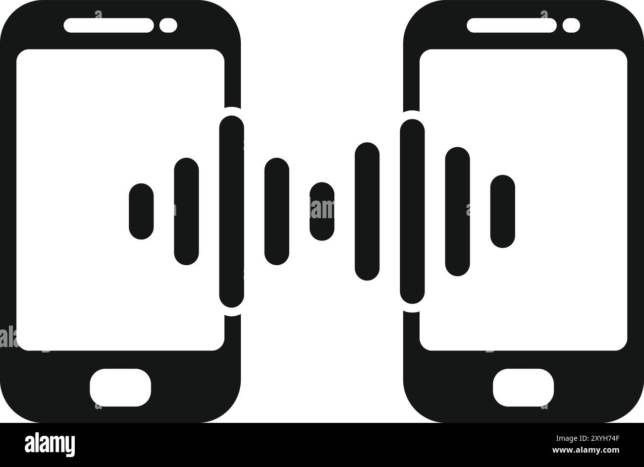 Simple icon of two smartphones exchanging data using sound waves Stock ... Simple icon of two smartphones exchanging data using sound waves Stock ...