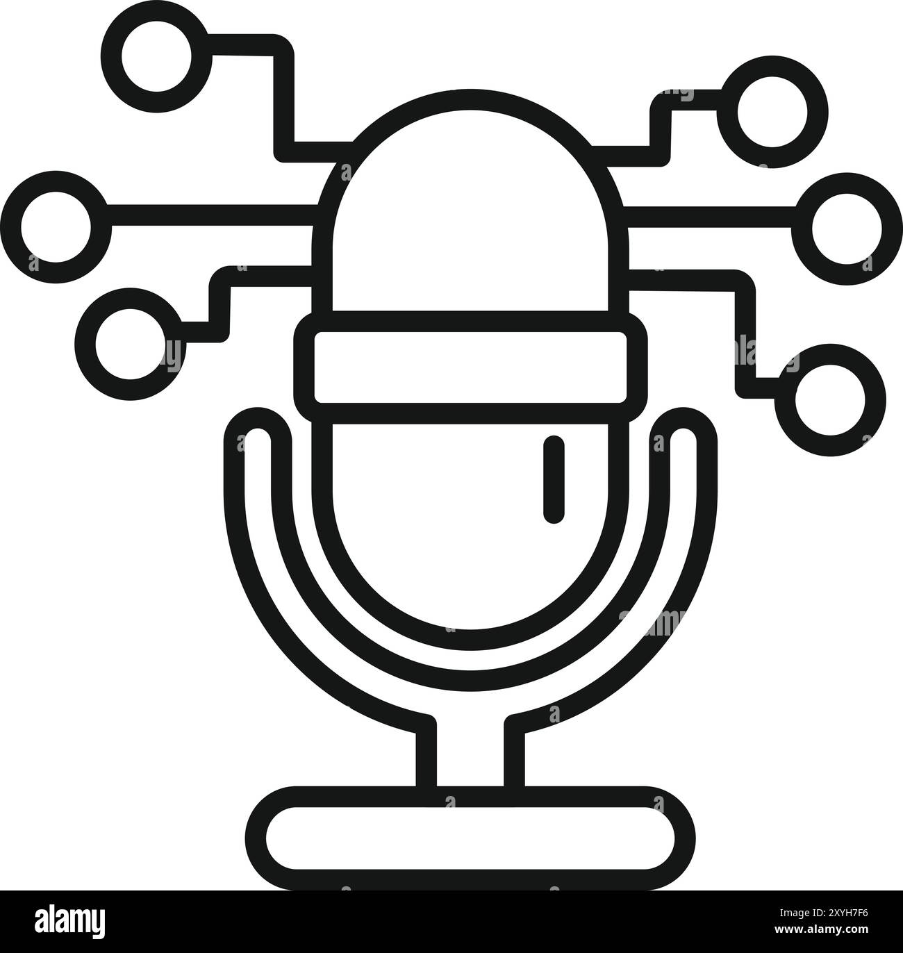 Microphone is connecting to a network, symbolizing podcasting and ...