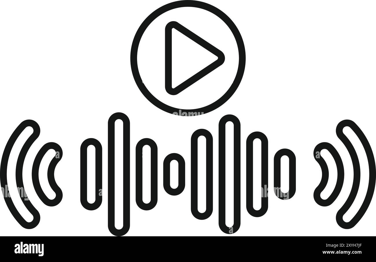 Simple vector showing an audio wave playing with a play button icon ...