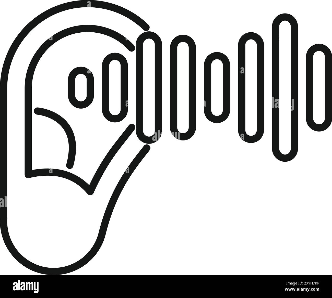 Simple line art icon of a human ear hearing sound waves, perfect for ...
