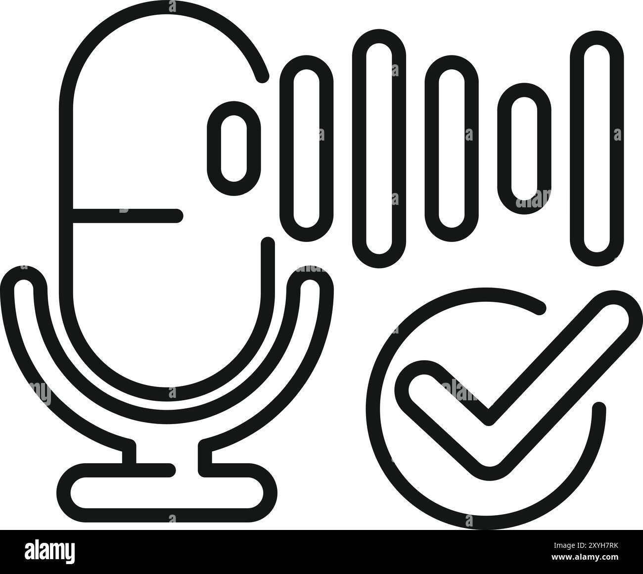 This simple vector illustration shows a voice recording being validated ...