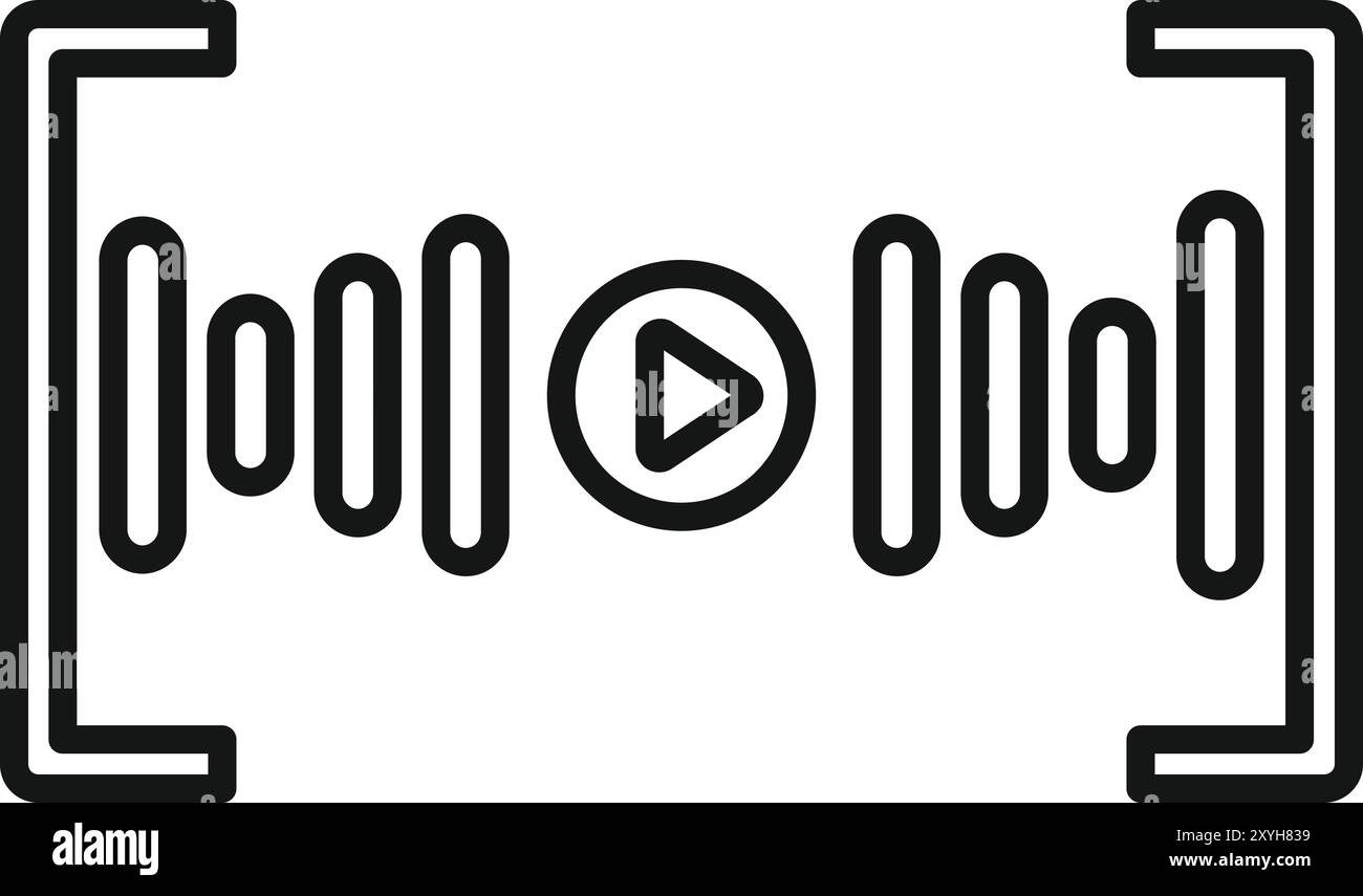 Simple black and white icon of an audio track playing with a play ... Simple black and white icon of an audio track playing with a play ...