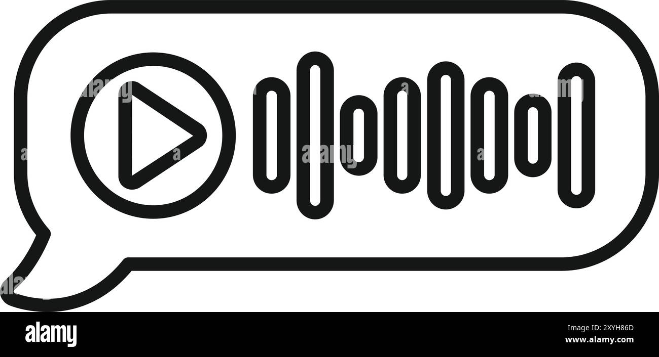 Speech bubble icon with play button and sound wave sign, audio message ...