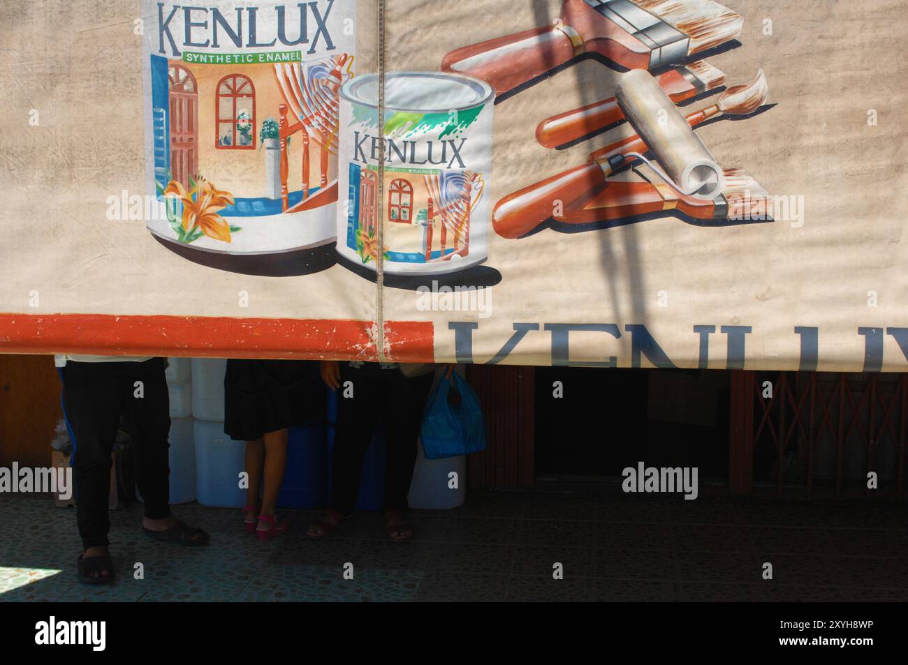 Kenlux Paint Advertisement painted on a canvas blind, Ranau, Sabah ...