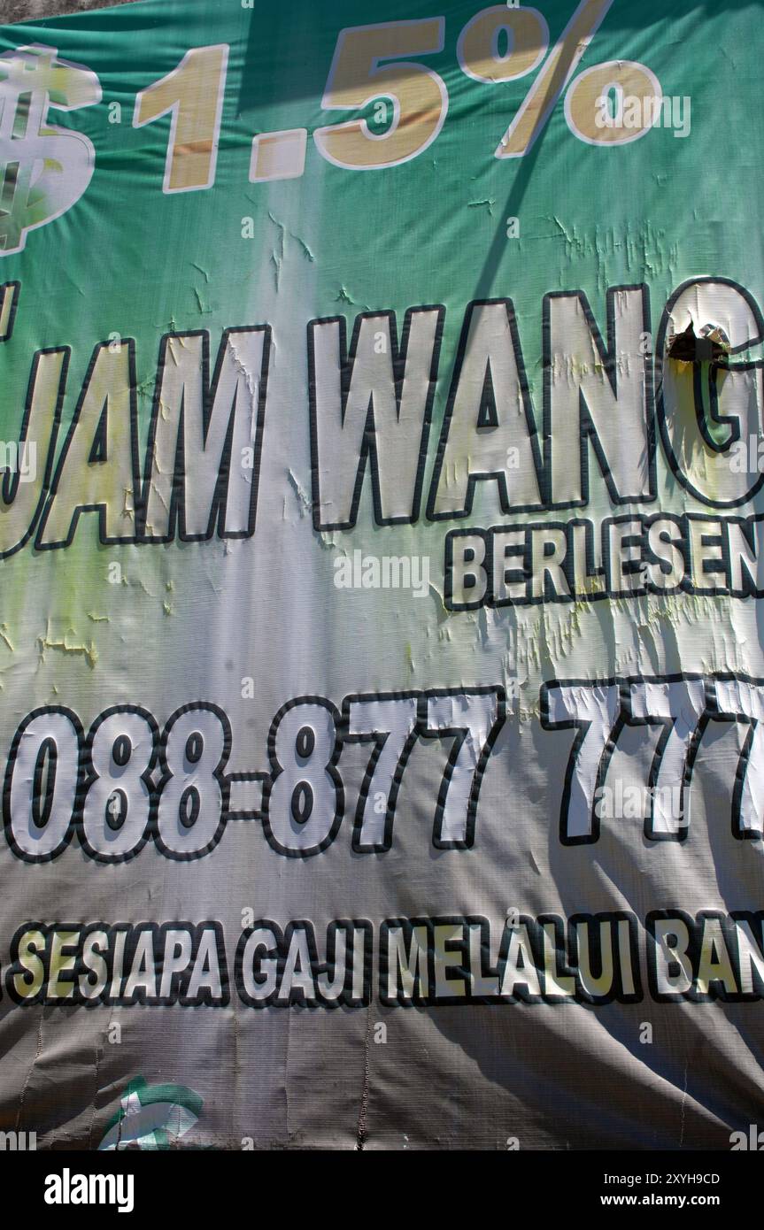 Old advert with telephone number, Ranau, Sabah, Malaysia Stock Photo - Alamy