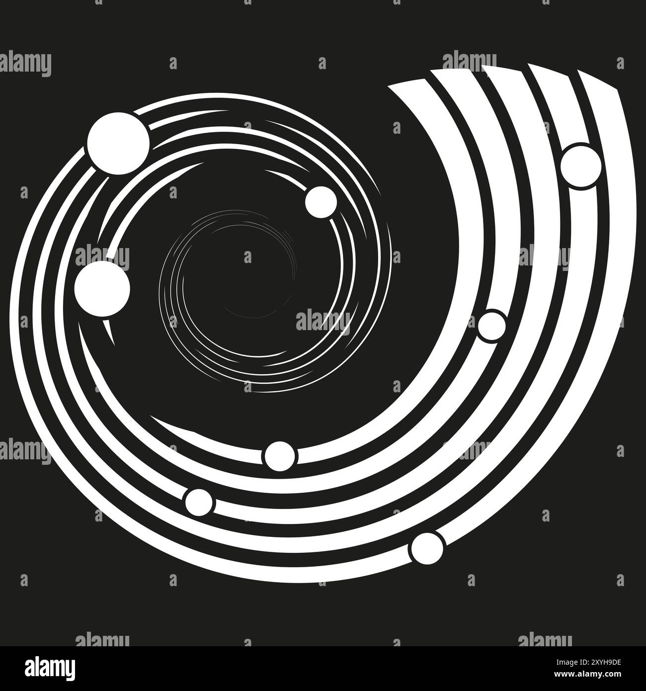Abstract spiral composition. Circular white lines. Planetary orbit ...