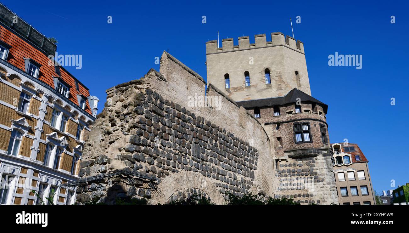 preserved remains of the medieval city wall from the 13th century with ...