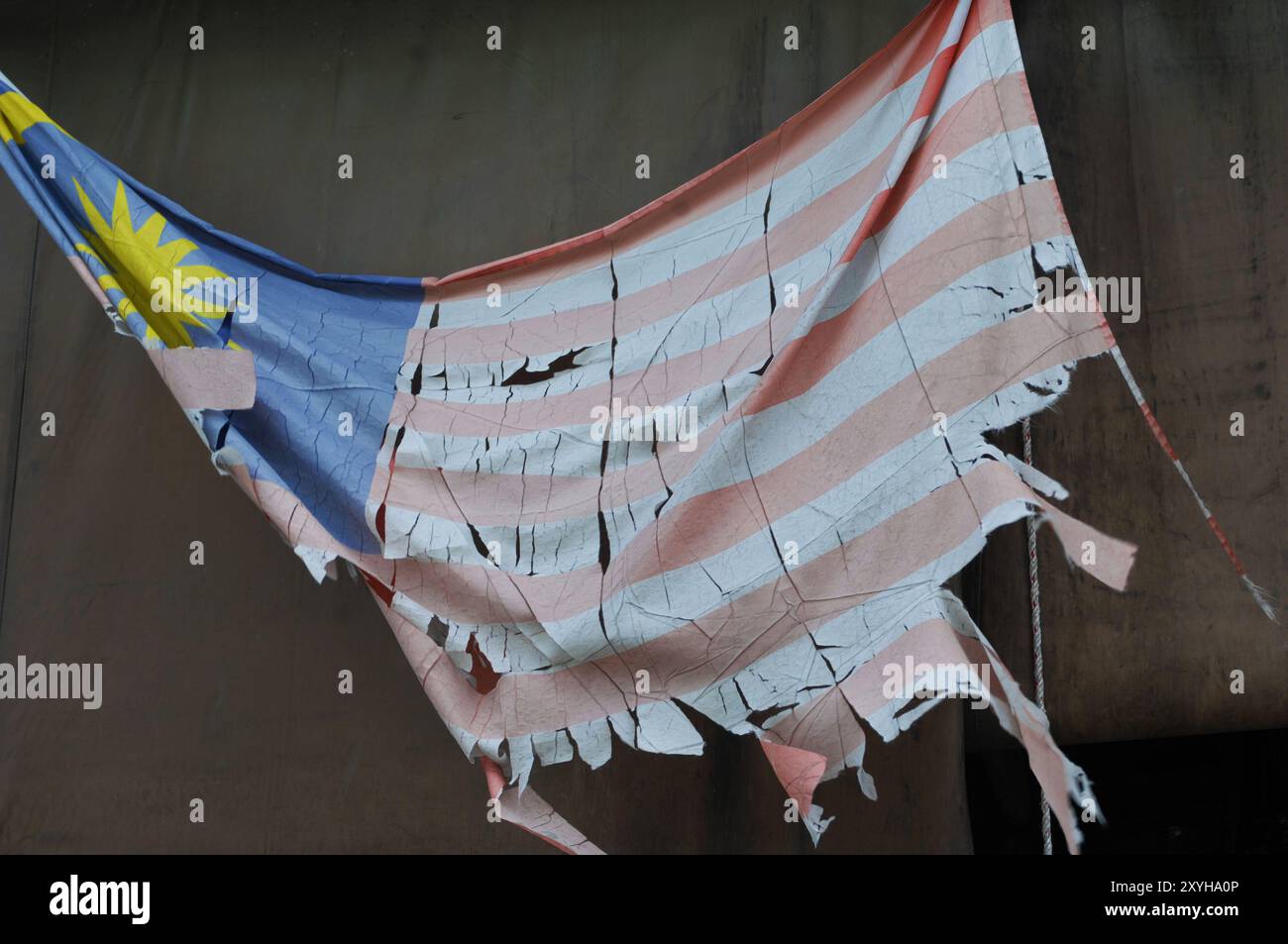 Old faded Malaysian Flag, Ranau, Sabah, Malaysia Stock Photo - Alamy