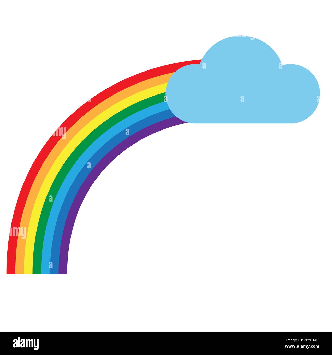 Rainbow and cloud illustration. Bright colorful arc. Simple blue cloud ...
