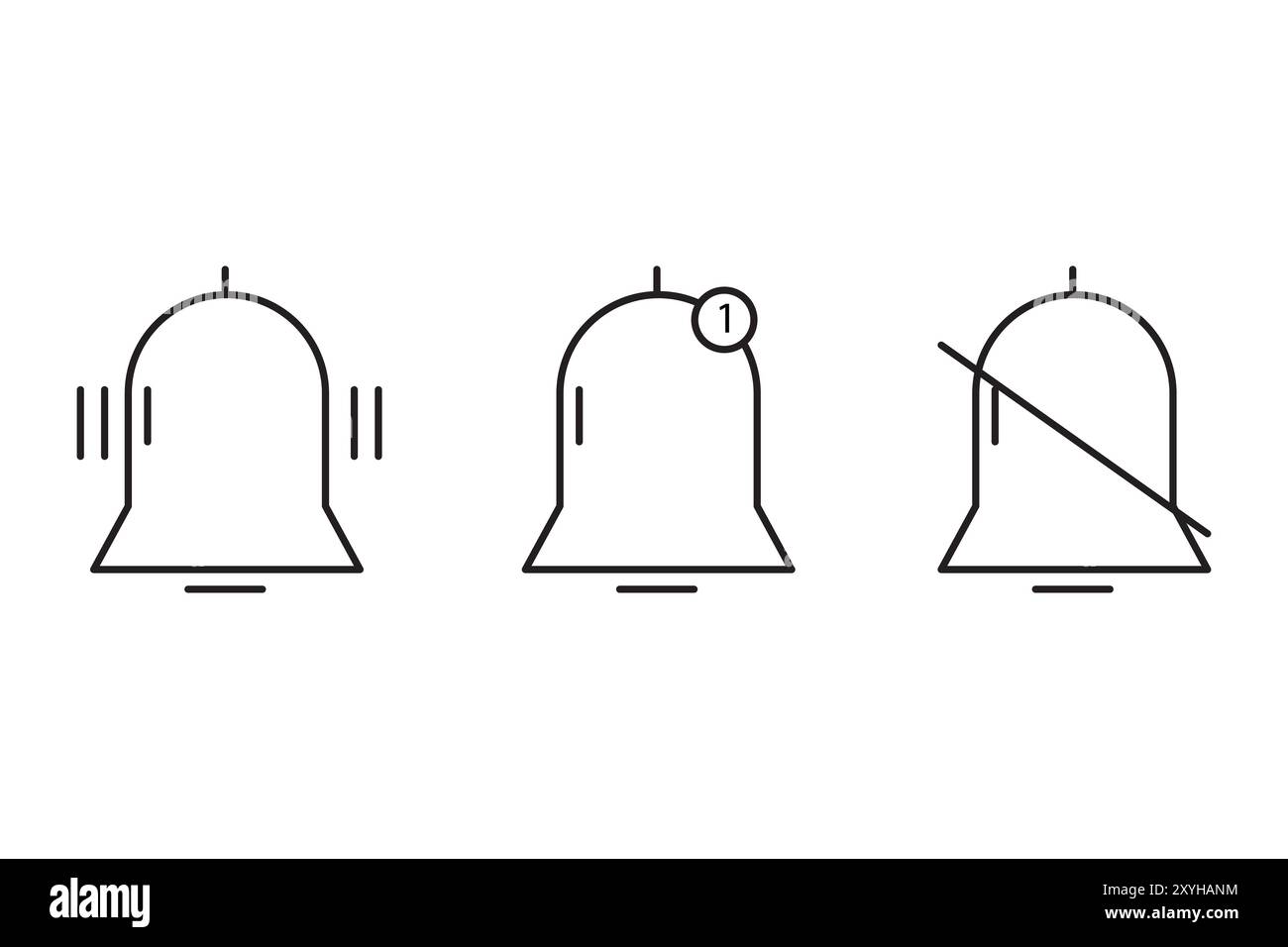 Notification bell icons. One notification symbol. Mute bell variant ...