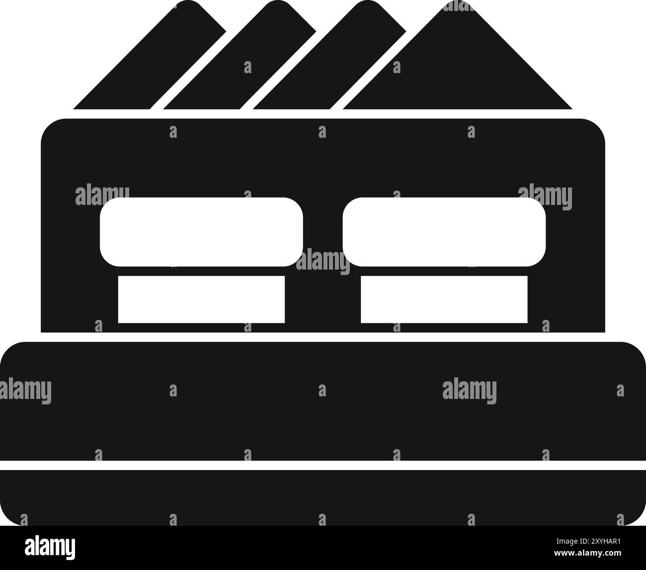 Simple vector icon representing a hangar for storing airplanes, with a ...