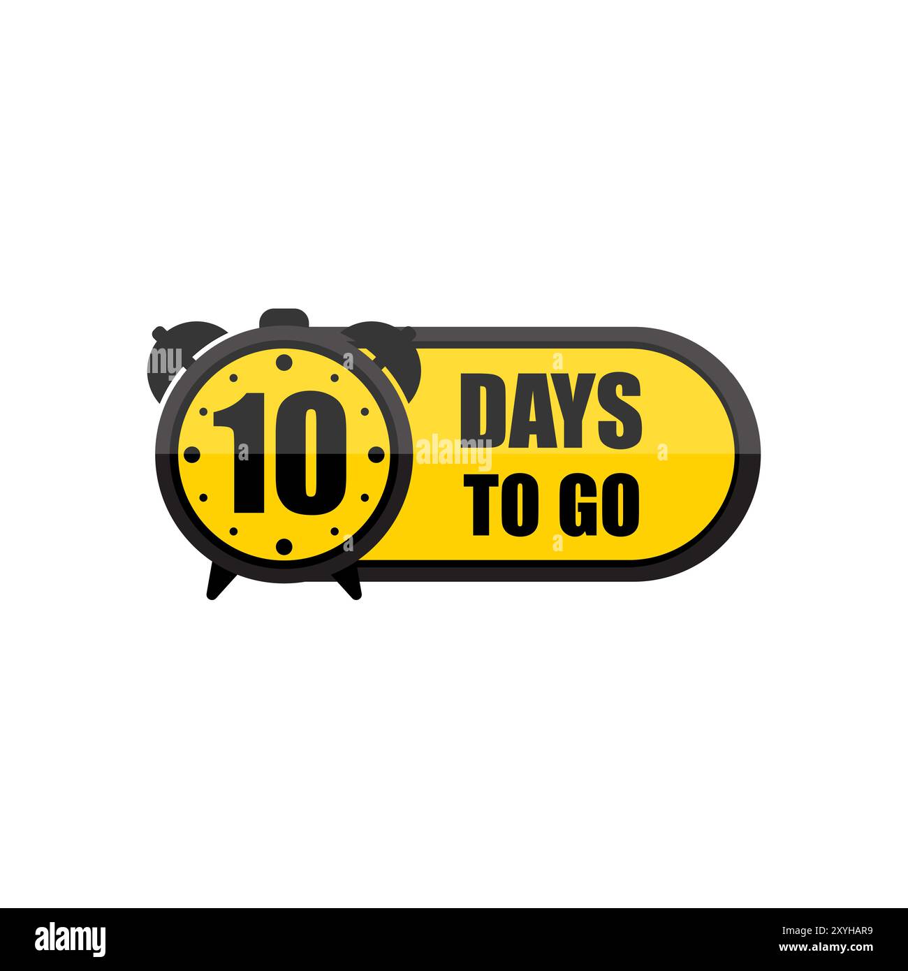 Countdown timer illustration. Number ten focus. Bold 10 days to go text ...