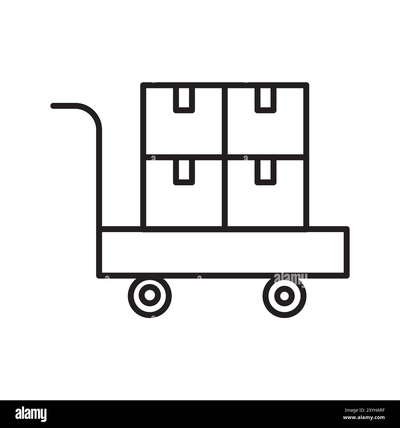 Hand cart with boxes. Warehouse trolley vector. Stack of packages ...