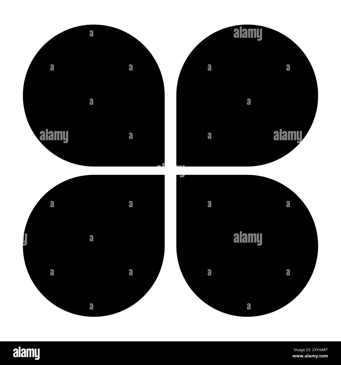 Abstract geometric icon. Four black petal shapes. Circular and square ...