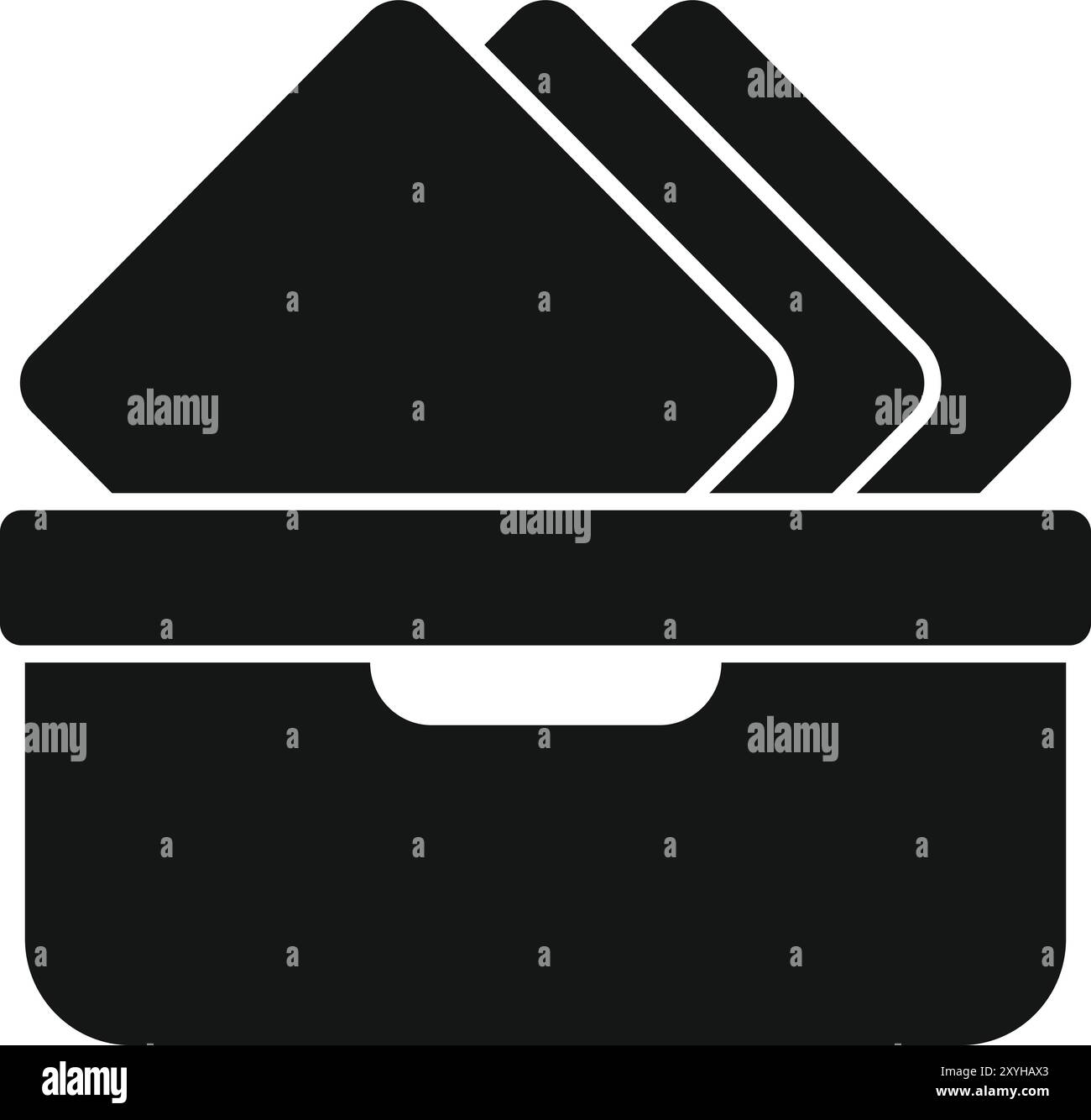 Black and white vector icon of an archive box full of documents Stock ...